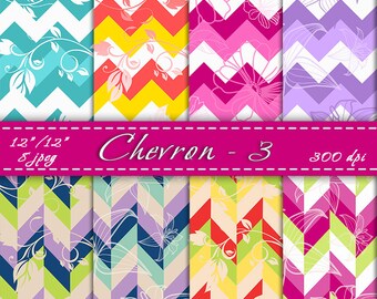 INSTANT DOWNLOAD Multicolored Chevron Zig zag digital