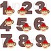Set of 9 sock monkey applique numbers birthday machine