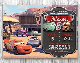 Disney Cars 3 Invitation Chalkboard Invite Disney Cars 3