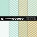 Mint Gold and White Chevron Digital Papers Pack. Pastel