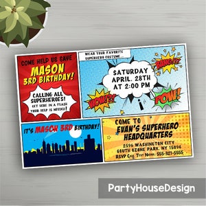 Superhero invitation | Etsy