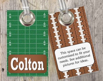 Football name tags | Etsy