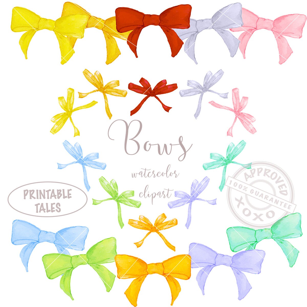 Watercolor bows clipart Hand painted bow bows download