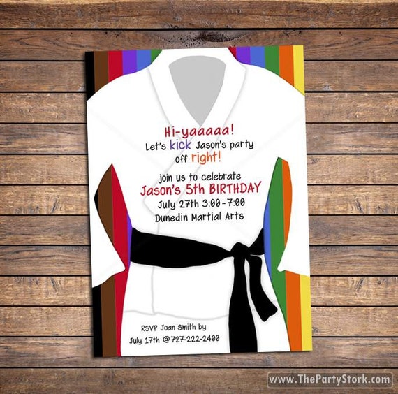 Karate Invitation Karate Birthday Invitation Karate Party