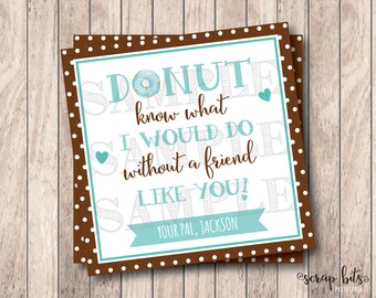 INSTANT DOWNLOAD printable Valentine donut gift tag I DONUT