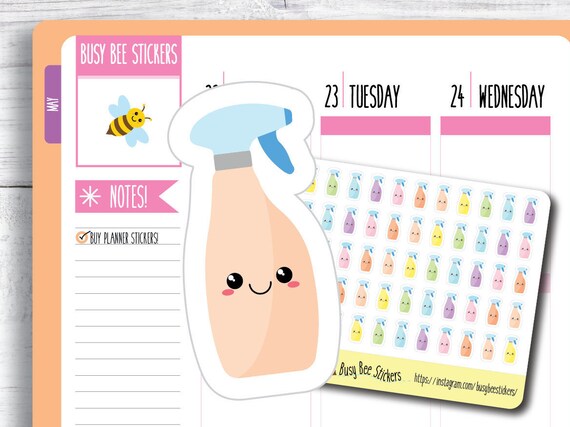 Spray Bottle Planner Stickers Cleaning Stickers Chore