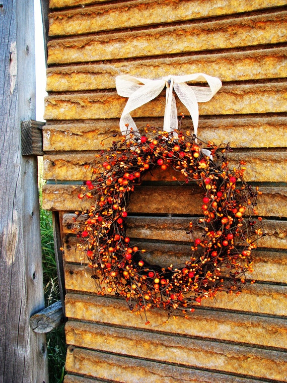 Items similar to Fall Wreath-Berry Wreath-Autumn Door Wreath ...