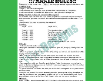 Farkle rules | Etsy