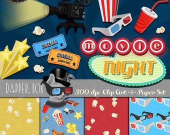 Cinema Digital Paper Movie Theater scrapbook backgrounds