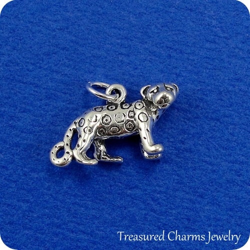 Cheetah Charm Sterling Silver Cheetah Charm for Necklace or