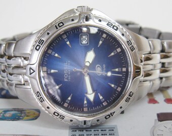 Fossil blue watch | Etsy