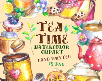 Tea time clipart | Etsy