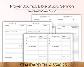 Prayer Journal Bible Printable B6 Inserts Midori Insert