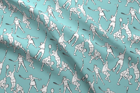 Items similar to Sports Tennis Fabric - Tennis On Light Blue By ...
