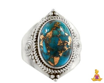 Turquoise Copper Matrix Necklace blue and purple sterling