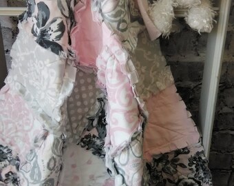 Pink gray quilt | Etsy