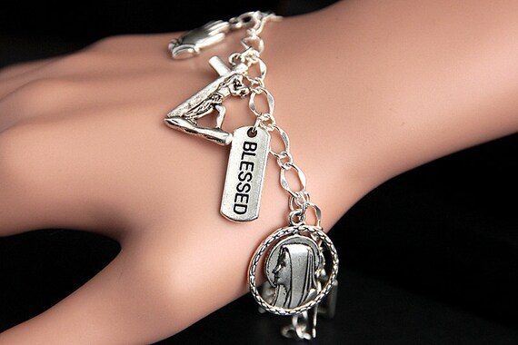 Religious Bracelet. Christian Charm Bracelet. Catholic