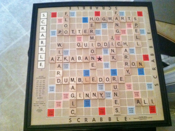 Custom Scrabble Board Wood Framed Great Gift Idea