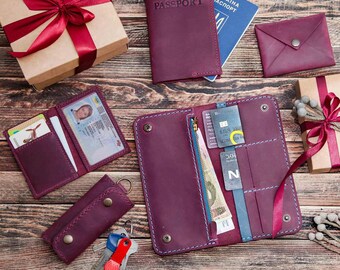 Leather card wallet | Etsy