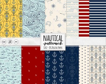 Acuarela Nautico Fondos Digitales Papel Digital Clipart