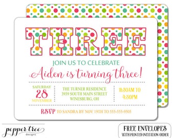 3rd birthday invite | Etsy