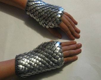 Dragon Scale Armor Gauntlets Knitted Scalemail Custom Made for