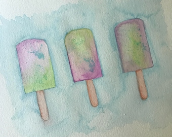 Oh Summer Popsicle Watercolor Art Print in Cheerful Fuchsia