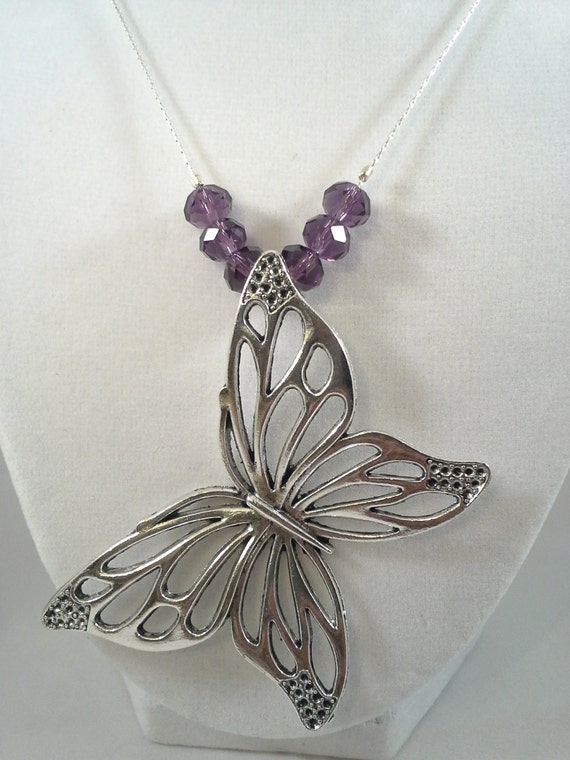 purple jewelry purple butterfly necklace butterfly beaded