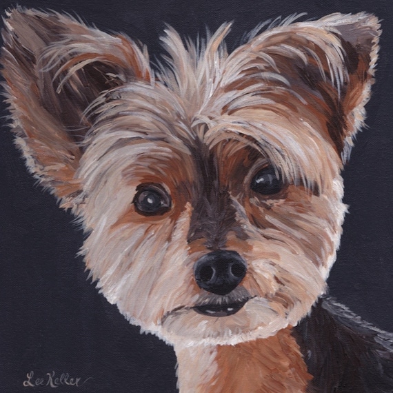 Yorkie art print from original Yorkshire terrier painting