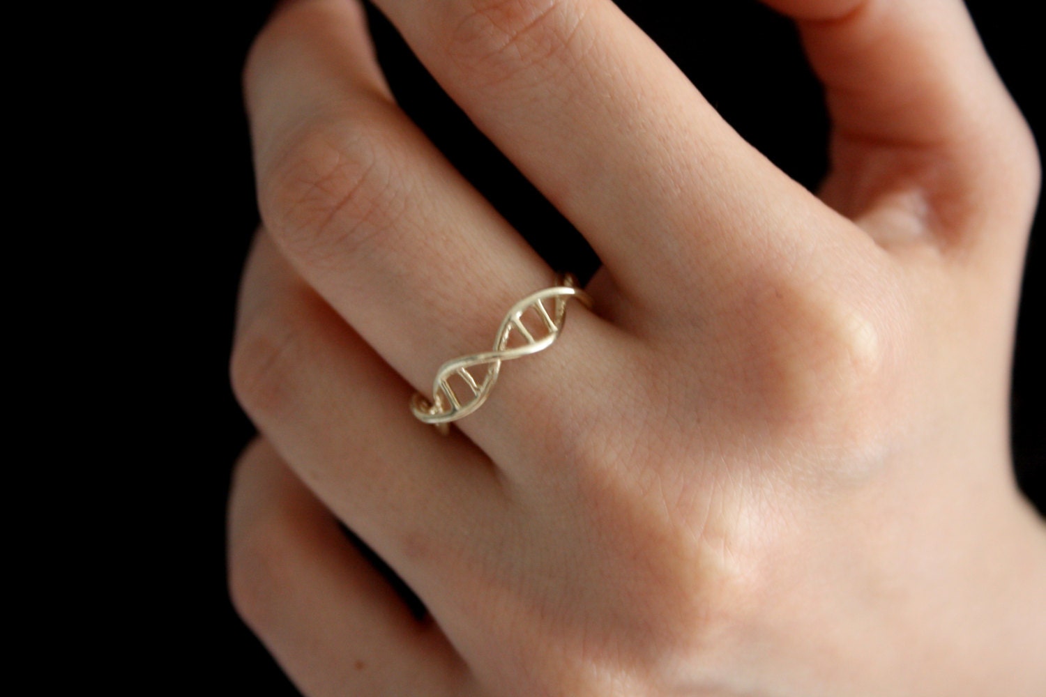 Gold DNA Ring Science Jewelry Silver Ring 3D Printed DNA