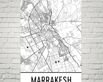 old pictorial map of Marrakesh Morocco from the 1950's