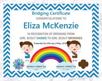 Girl Scout Bridging Certificate Brownies to Juniors