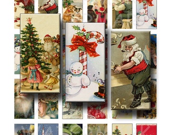 Vintage Santa Claus Digital Collage Sheet 1 x 2 inch