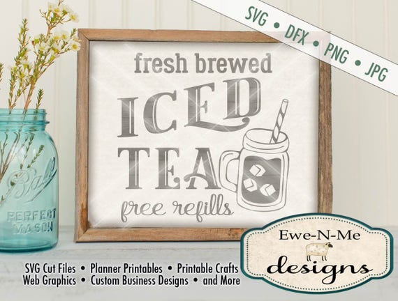 Iced Tea SVG Iced Tea Free Refills SVG Diner Style Iced