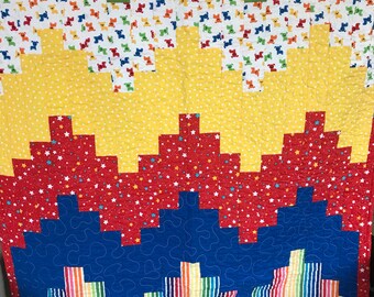 Primary color quilt | Etsy