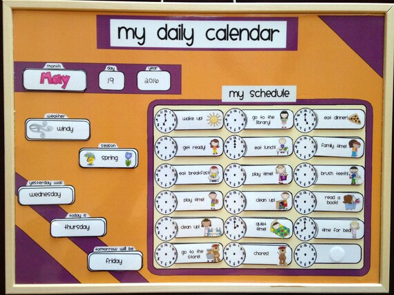 Daily Kids Calendar Schedule Activity & Chore Chart