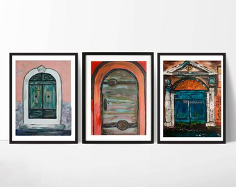 Secret door Original acrylic painting Old door art cottage