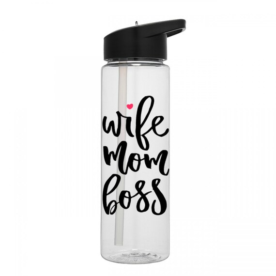 Mom Wife Boss Water Bottle Quote Water Bottle Mom Water
