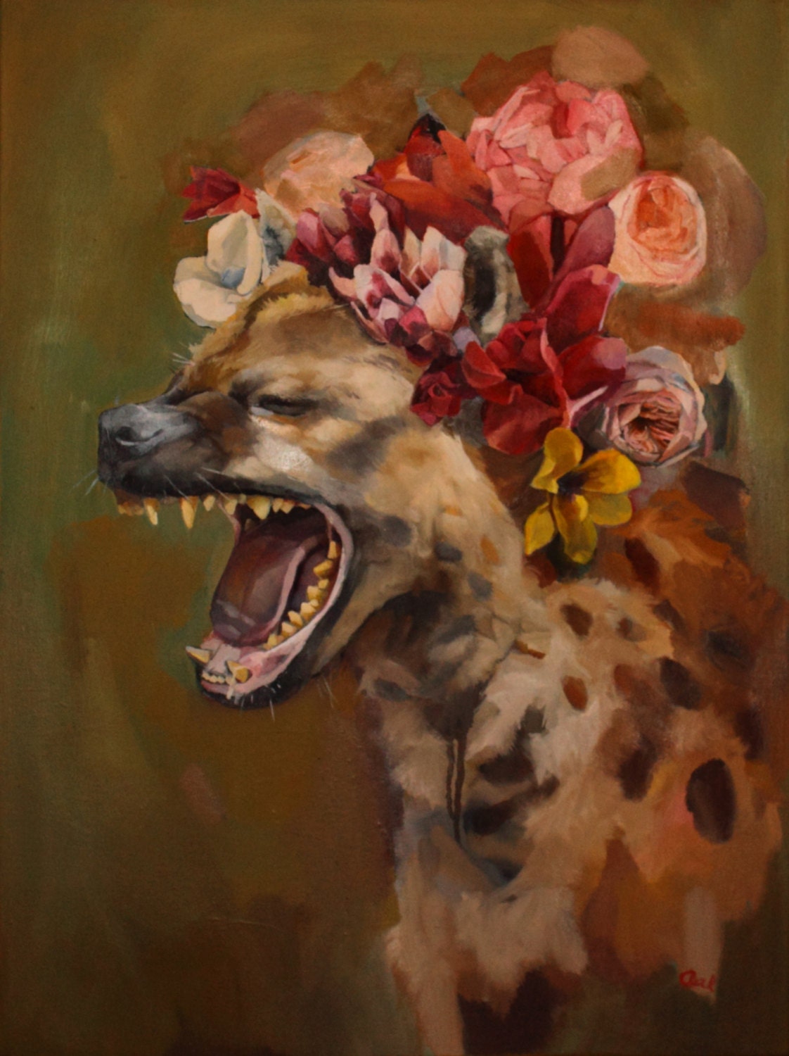 Fine Art Print of Hyena with Flower Crown