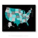 Custom United States Map Poster Print Rainbow Art with