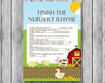 Farm animals Baby Shower Games Printables Gender neutral