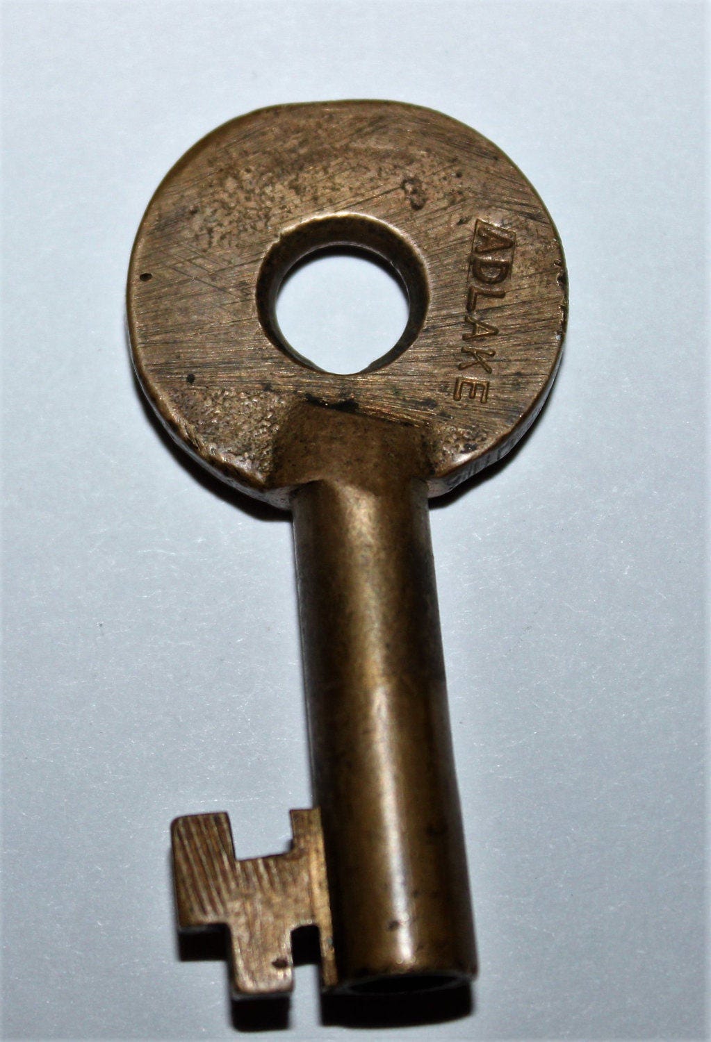 Vintage 1975 Adlake Padlock C & NW and Hollow Barrel Brass Key, Chicago ...