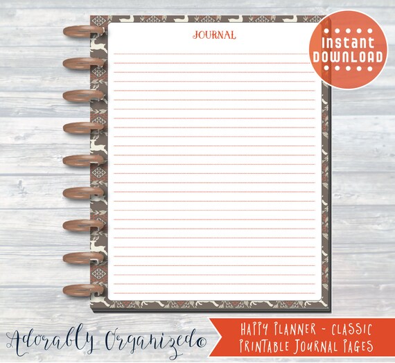 HAPPY PLANNER PRINTABLE Journal Planner Pages / Inserts 7 x