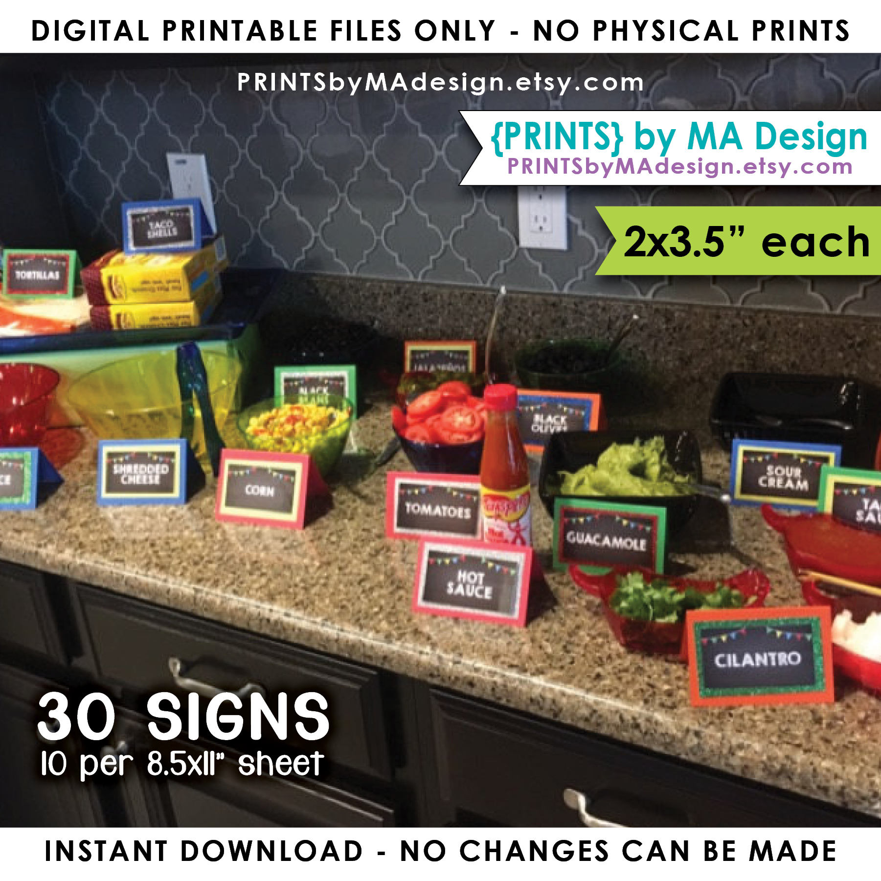 Taco Bar Labels, Taco Bar Menu Fiesta Mini Menu Taco Labels, Taco Bar ...