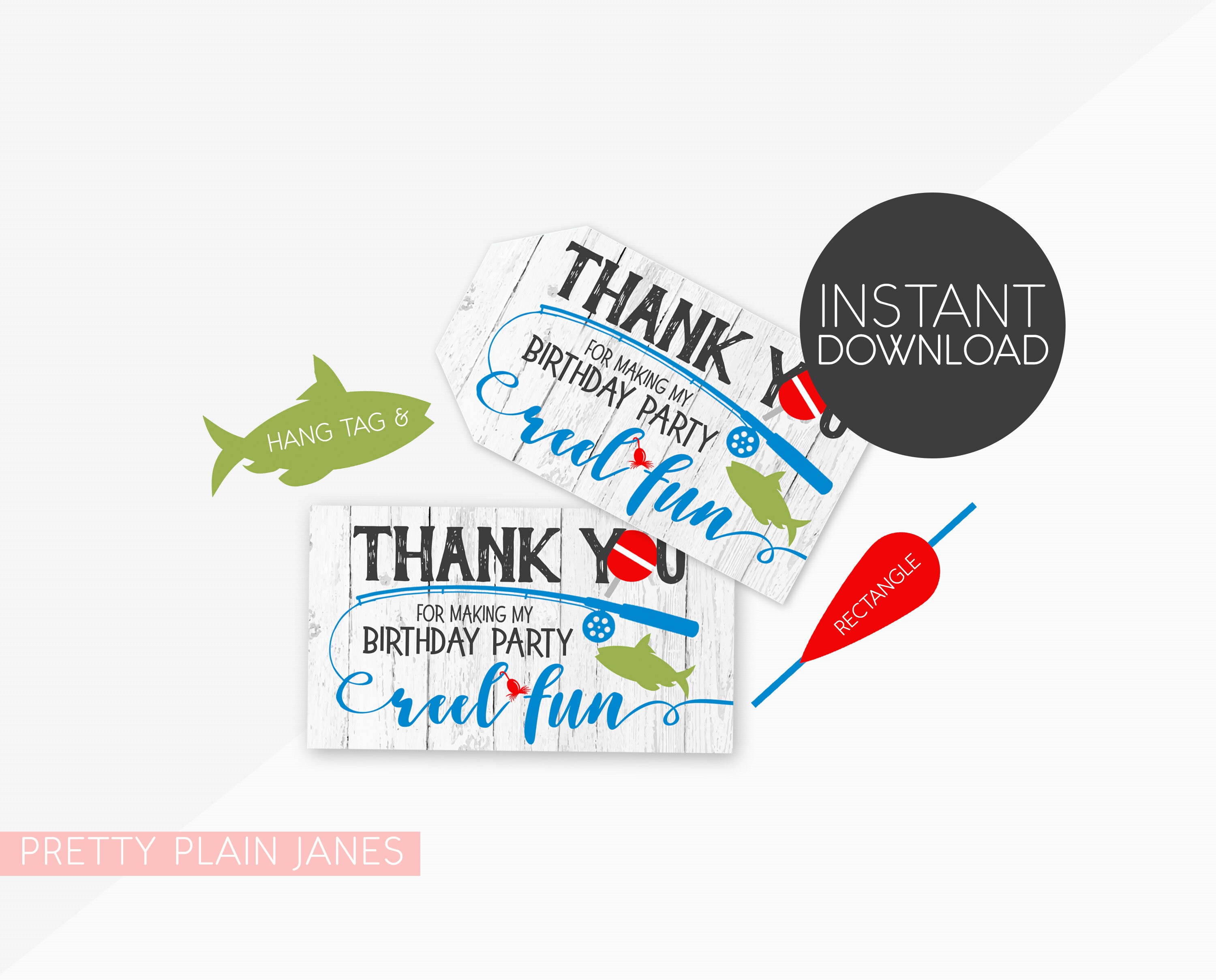 Fish Favor Tag Instant Download Fish Thank You Reel Fun