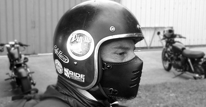 Biker mask FLAT 70 BLACK/motorcycle mask/ leather mask/cafe