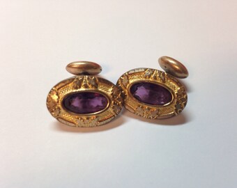Vinyl DJ Cufflinks in Purple Spin the Record Right Round Baby