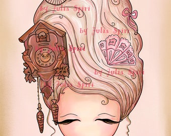 Coloring Pages Digital stamp Digi Girl Flowers Fantasy