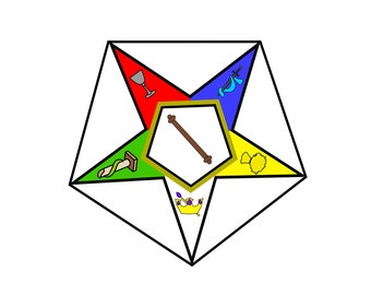 O.E.S. Eastern Star with Altar and Emblems Silhouette Cut