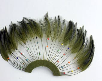 Dozen 5 Beaded Half Pinwheel Stripped Rooster Hackle